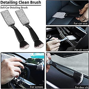 Jerbor 2Pack Double Head Brush for Car Clean,2 in 1 Car Duster for Detailing Interior,Car Air Vents Dashboard Screen Clean Brush