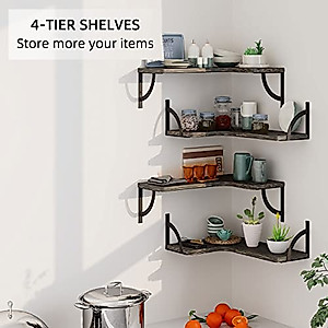 MOLYHOM Wood Floating Corner Shelves, Wall Shelves for Bedroom, 4 Sets of Wall Mounted Shelf…