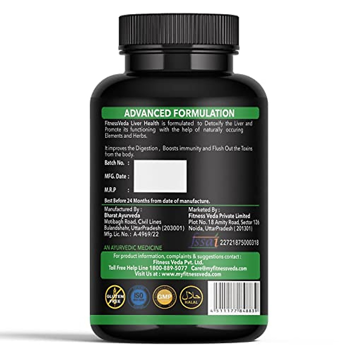 FITNESSVEDA Fitness Veda Liver Health Supplement Capsules with Milk Thistle Extract - Ayurvedic Medicine for Fatty Liver, Ayurvedic Liver Detox Capsule for Men and Women