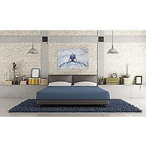 SYGALLERIER Coastal Canvas Wall Art - Blue and White Whale Paintings - Modern Abstract Tropical Fish Pictures with Textured for Bathroom Bedroom Living Room Decor