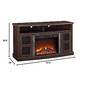 Ameriwood Home Barrow Creek Fireplace Console with Glass Doors for TVs up to 60", Espresso