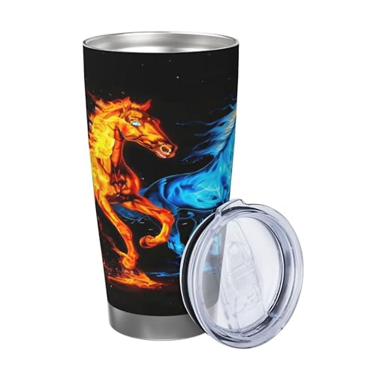 AYCZN Water Fire Horse 20 OZ Tumbler Stainless Steel Travel Coffee Mug, Galaxy Insulated Water Bottle with Lid and 2 StrawsLeakproof Thermal Cup