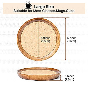 Wooden Drink Coasters,4 Cup Coasters for Drinks Absorbent Cork Coasters Set,Large Natural Wood Stackable Reusable Coasters for Home Office Coffee Bar Table,Rustic Gifts for New Home Friends (4 Pack)