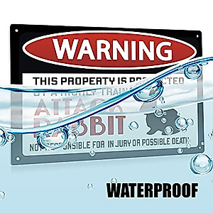 BEASTZHENG Warning Sign Warning Attack Rabbit Metal Tin Sign Wall Decor Sign for Home Door Outdoor Decor Gifts - 8x12 Inch