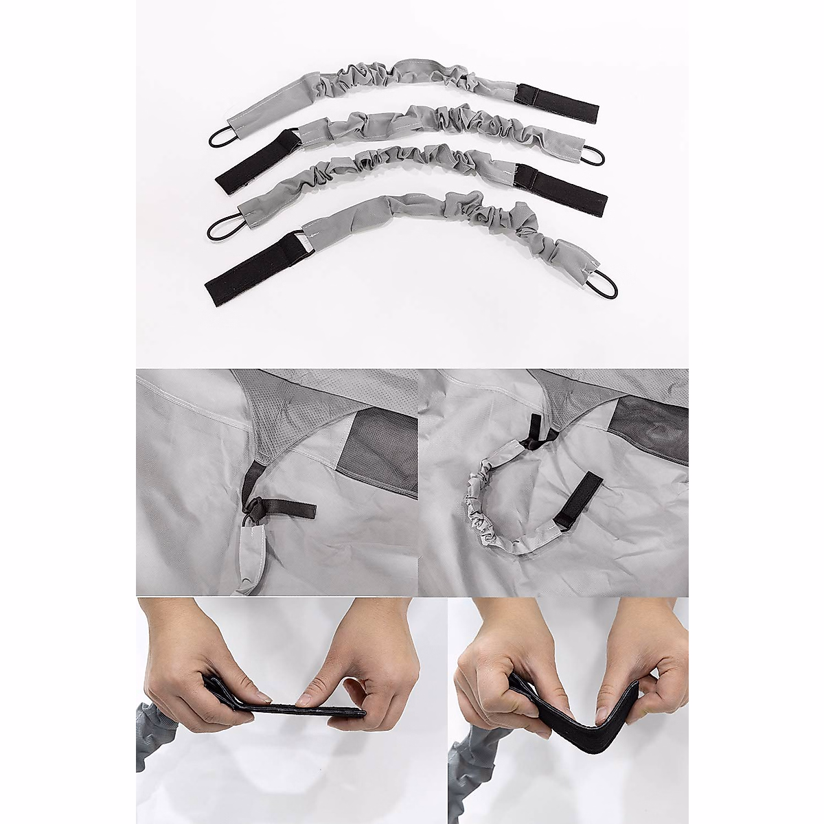 GEARFLAG Pop-up Folding Camper Cover Reinforced Windproof Side-Straps Fits 8'-10', Anti-UV Water-Resistance Triple Layers Heavy Duty for Trailer RV Motorhome (Fits 8' - 10')