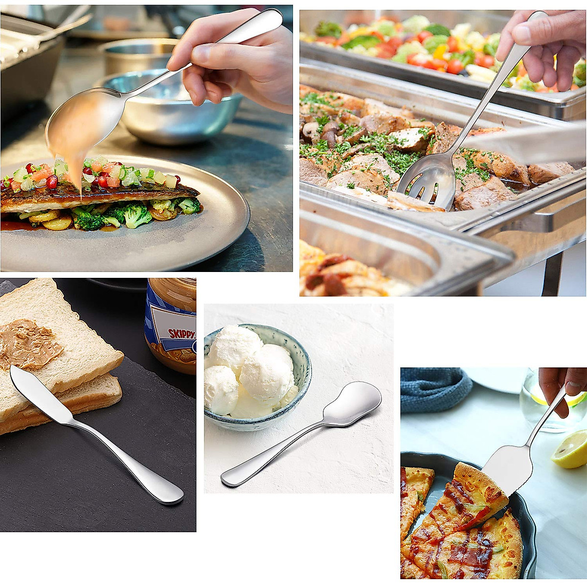 LIANYU 45-Piece Silverware Set with Serving Pieces, Stainless Steel Cutlery Flatware Set Service for 8, Mirror Finish, Dishwasher Safe