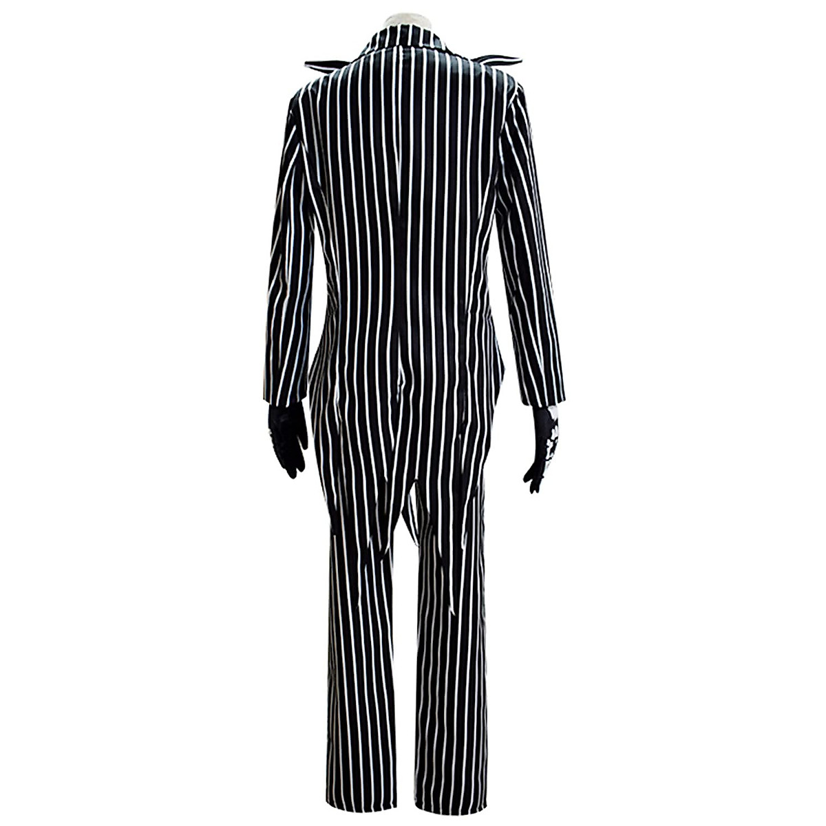 Powumie Adult Jack Skellington Halloween Costume Men’s Cosplay Jacket Pants Suits Uniform Black (Large, Adult-Black)