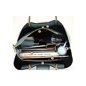 SMALLBLUER Women's Fashion Handbag PU Leather Shoulder Crossbody Bag Purse 2pcs-Brown