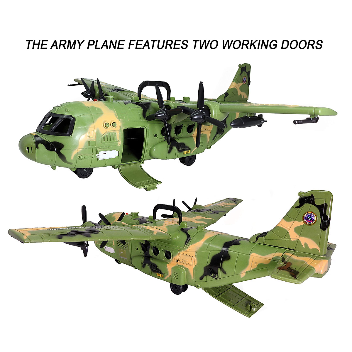 Smart Novelty Giant C130 Bomber Army Airplane Toy for Kids - Air Force Combat Military Fighter Toy Airplane with Lights and Sounds and Mini Soldiers Army for Boys Gift