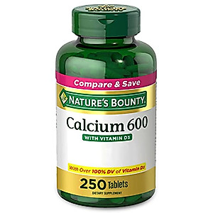 Calcium Carbonate & Vitamin D by Nature's Bounty, Supports Immune Health & Bone Health, 600mg Calcium & 800IU Vitamin D3, 250 Tablets