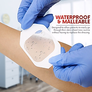 Transparent Film Dressing, 4" x 4 3/4" Box of 50 - Waterproof Wound Bandage Adhesive Patches, Post Surgical Shower or IV Shield, Tattoo Aftercare Bandage by Healqu