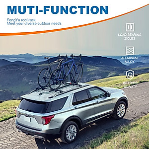 FengYu Roof Rack Cross Bars 200lbs Compatible with Ford Explorer 2020 2021 2022 2023 2024 Heavy Duty Aluminum Crossbars Rails Rooftop Cargo Bag Kayak Canoe Black Snowboard Skiboard Luggage Carrier