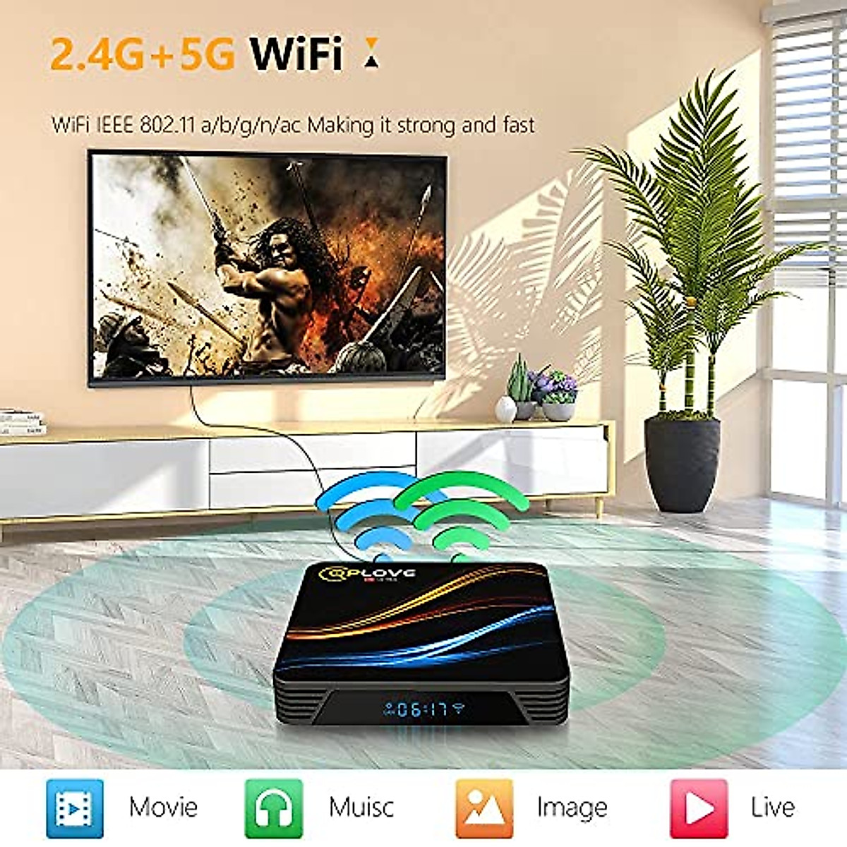 Android TV Box 11.0, 4GB RAM 32GB ROM RK3318 Quad Core 64bit Android Box Supports 2.4G+5G Dual WiFi Bluetooth 4.0 USB 3.0 Ultral 3D 4K Smart TV Box