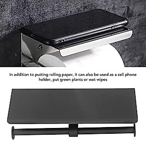 Stainless Steel Toilet Paper Holder with Shelf Self Adhesive Punch Toilet Paper Shelf Roll Holder for Bathroom (K10 Black)