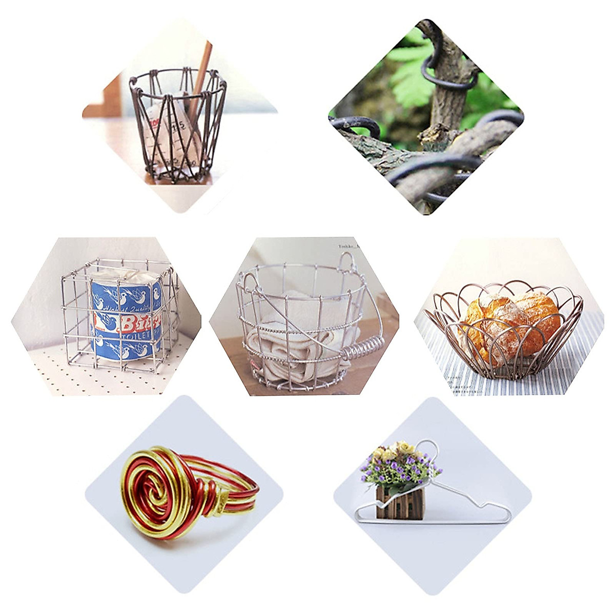 Cinvo 3 Rolls Craft Wire Jewelry Beading Wire Flexible Aluminum Wire Tarnish Resistant for DIY Jewelry Craft Making (12 Gauge/2mm Thick, Silver, Gold and Rose Gold)