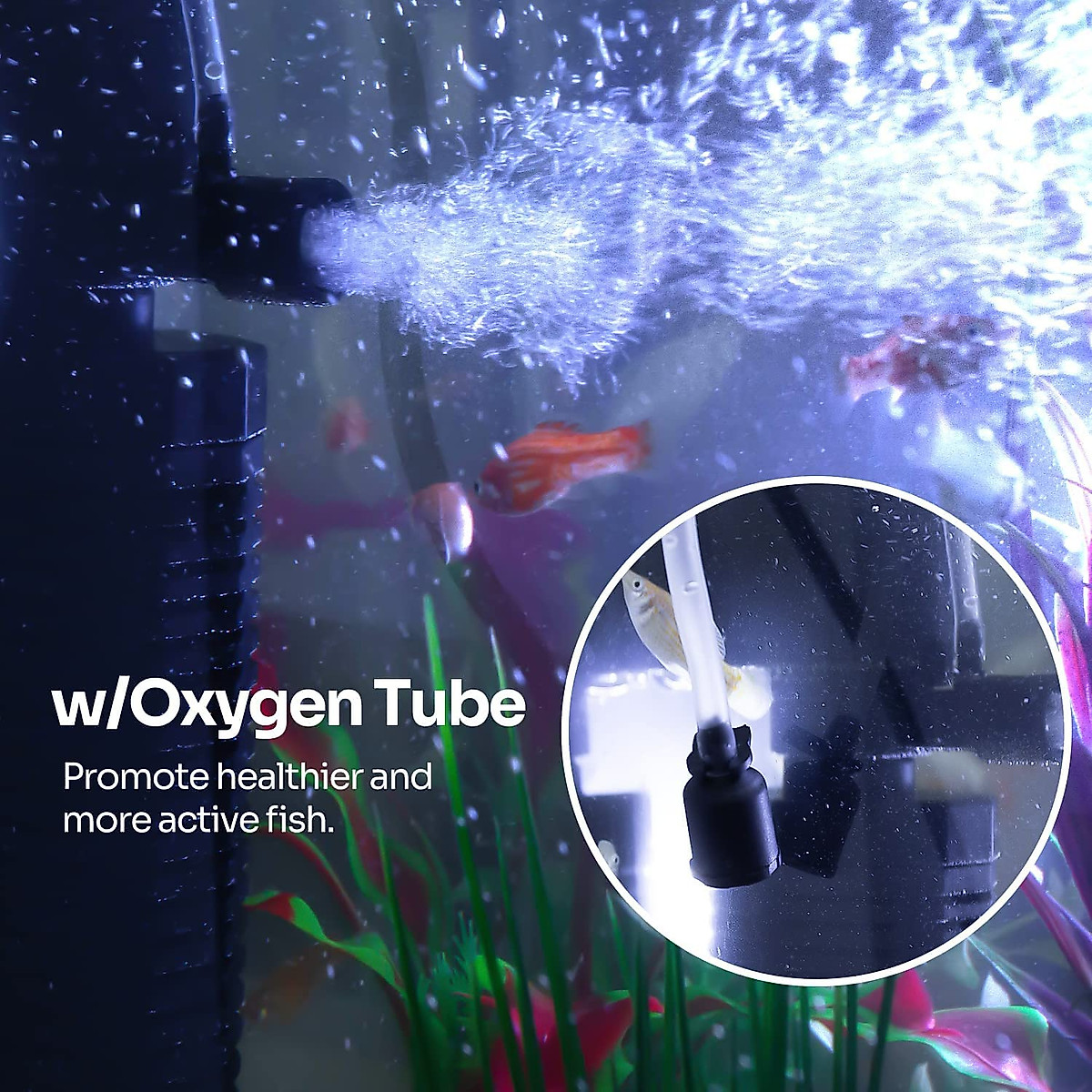 Yaubay Aquarium Internal Filter for 10-50 Gallon Tanks, 13W Power Biochemical Sponge Fish Turtle Tank Filter with Aeration System, Silent Submersible Filters, 212 GPH