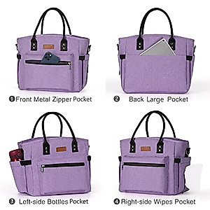 Insulated Lunch Bag for Women Men,Adult Lunch Box for Women with Adjustable Shoulder Strap,Portable Large Lunch Tote Bag for Office Work Picnic Beach,Reusable Lunch Cooler Bag