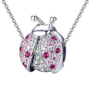 Insect Charm 925 Sterling Silver bee,Butterfly, Dragonfly, Animal Charms Fit on 3mm Pandora Snake Chain Bracelet (Ladybug)