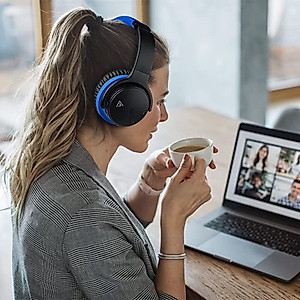 E7 BasicB Active Noise Cancelling Bluetooth Wireless Over Ear Headphones with Mircophone, 30H Playtime,Deep Bass, Comfortable Protein Earpads, for Travel, Home, Office (Blue+Black)