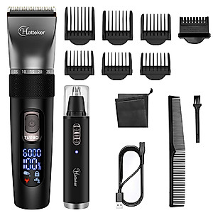 Hatteker Cordless Hair Clipper Beard Hair Trimmer Hair Cutting Kit for Men Women Kids Barber Clippers Nose Hair Trimmer IPX7 Waterproof Professional