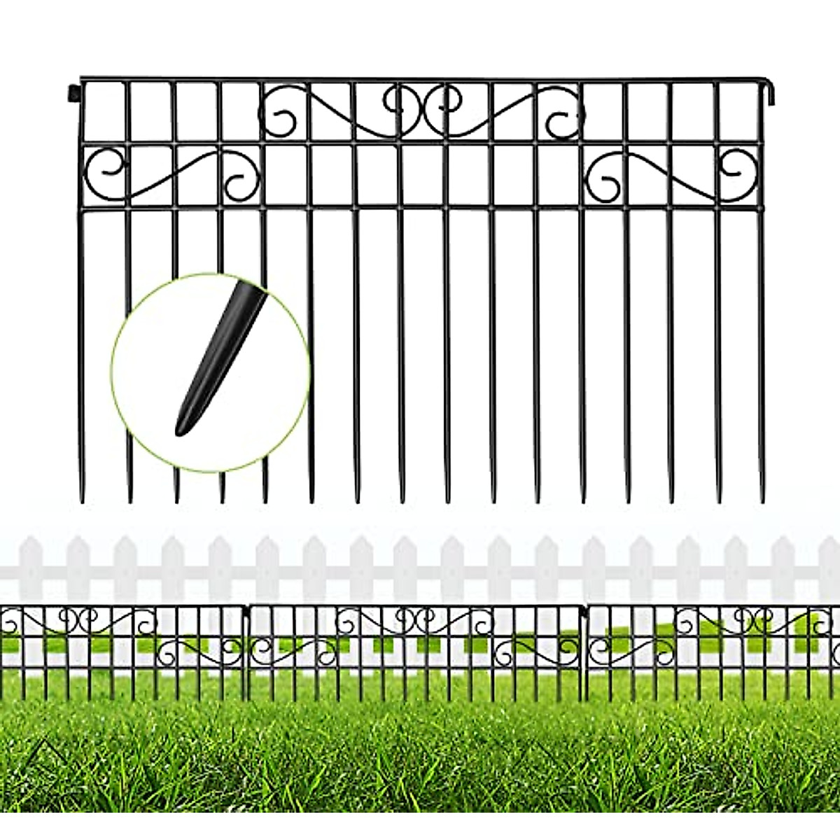 Doozx Animal Barrier Fence 10 Pack No Dig Fencing 12in(H) X 16.3ft(L), Rustproof Metal Wire Panel Decorative Garden Fence for Dog Rabbit Pet Outdoor Decor