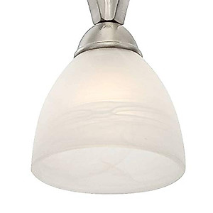 Possini Euro Design Milbury Satin Nickel Silver Mini Pendant Light 6" Wide Modern White Alabaster Glass Shade Fixture for Dining Room House Entryway Bedroom Kitchen Island Hallway High Ceilings
