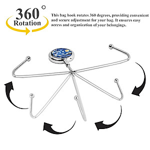 Cheliz Purse Hook Set of 3 - Hanger Table Hanger Holder Womens Bag Storage (long3-Van Gogh)