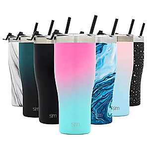 Simple Modern Tumbler with Clear Flip Lid and Straw | Reusable Insulated Water Bottle Stainless Steel Travel Mug | Slim Cruiser Collection | 32oz, Ombre: Sorbet