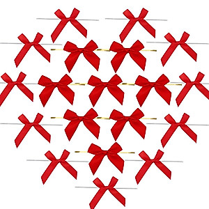 80 Pcs Red Bows Satin Ribbon Bows Christmas Bows with Twist Ties for Santa Gift Wrapping Christmas Party Decoration