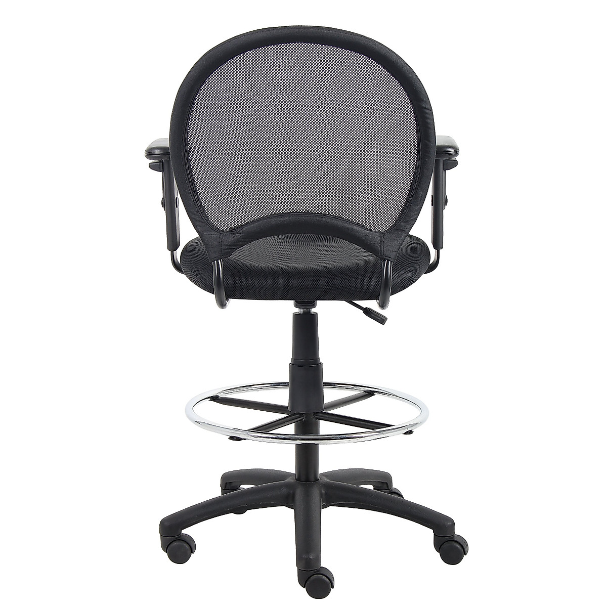 Boss Office Products Mesh Drafting Stool with Adjustable Arms in Black