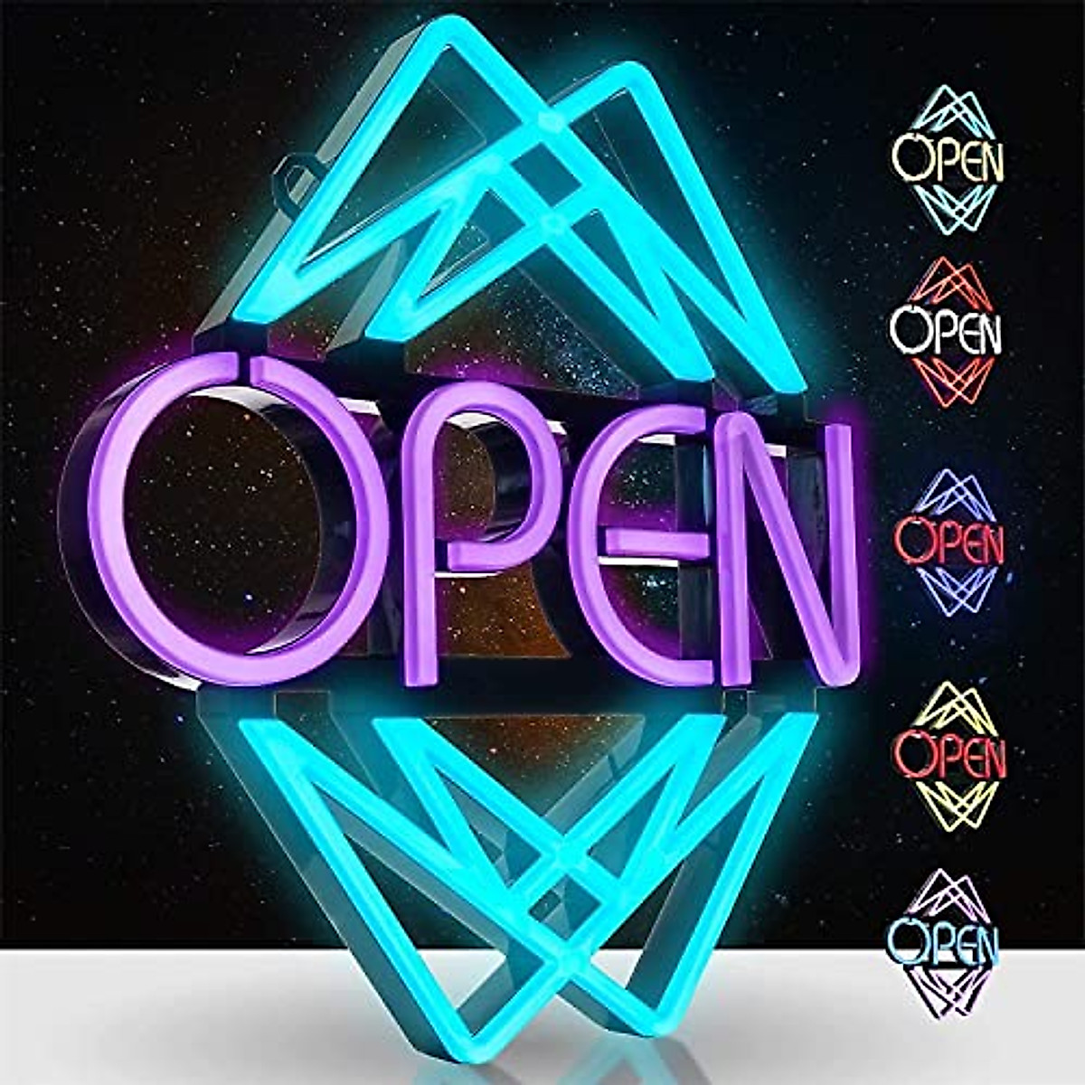 2 Open Signs by Element Lux - 49 Color Combinations - 1 Medium Size 16in x 7.5in - 1 Large Size 20 x 22in