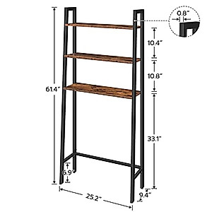 HOOBRO Over The Toilet Storage, 3 Tier Over Toilet Bathroom Organizer with Adjustable Feet, Industrial Multi-Functional Toilet Rack, Bathroom Storage Organizer, Easy to Assemble, Rustic Brown BF42TS01