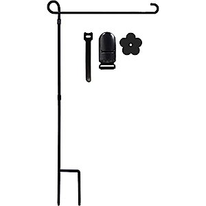 YEAHOME Garden Flag Holder Stand, Premium Yard Flag Holder Weather-Proof Metal Powder-Coated Flagpole with Clip and Stopper for Easter Garden Flag, Spring Garden Flag, Outdoor Garden Decor