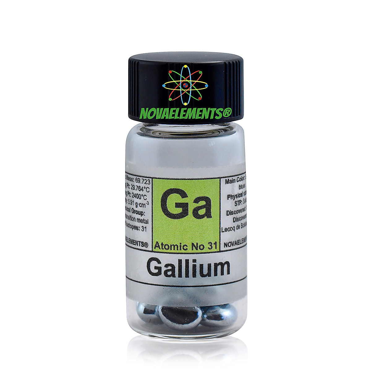 Gallium Metal Element 31 Sample 99.995% Pure 5 Grams Shiny pellets in Labeled Glass Vial