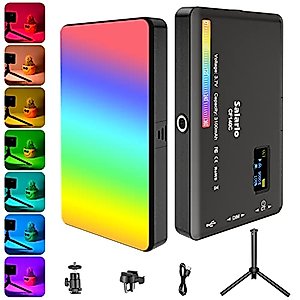 RGB Video Light Portable LED Camera Light Panel 360° Full Color LED Camera Light CRI95+ Dimmable 2500K-9000K, 3100mAh Rechargeable LED DSLR Lighting for Photography, Video Conference, YouTube, TikTok