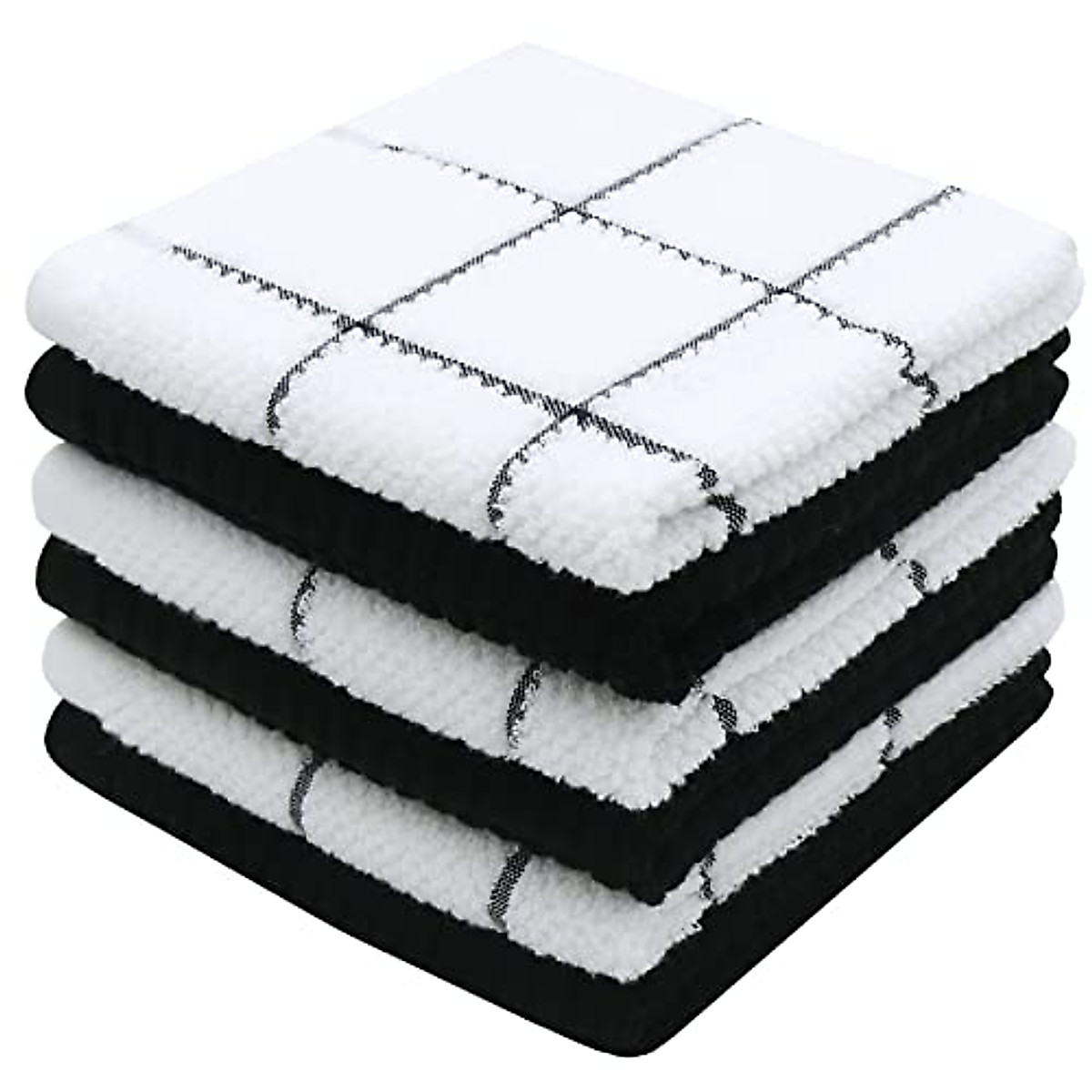 HFGBLG Cotton Dish Towels for Kitchen Wash Cloths Terry Dish Cloths, Set of 6, Light and Soft Cleaning Rags Kitchen Hand Towels, 12 Inch x 12 Inch (Multi)