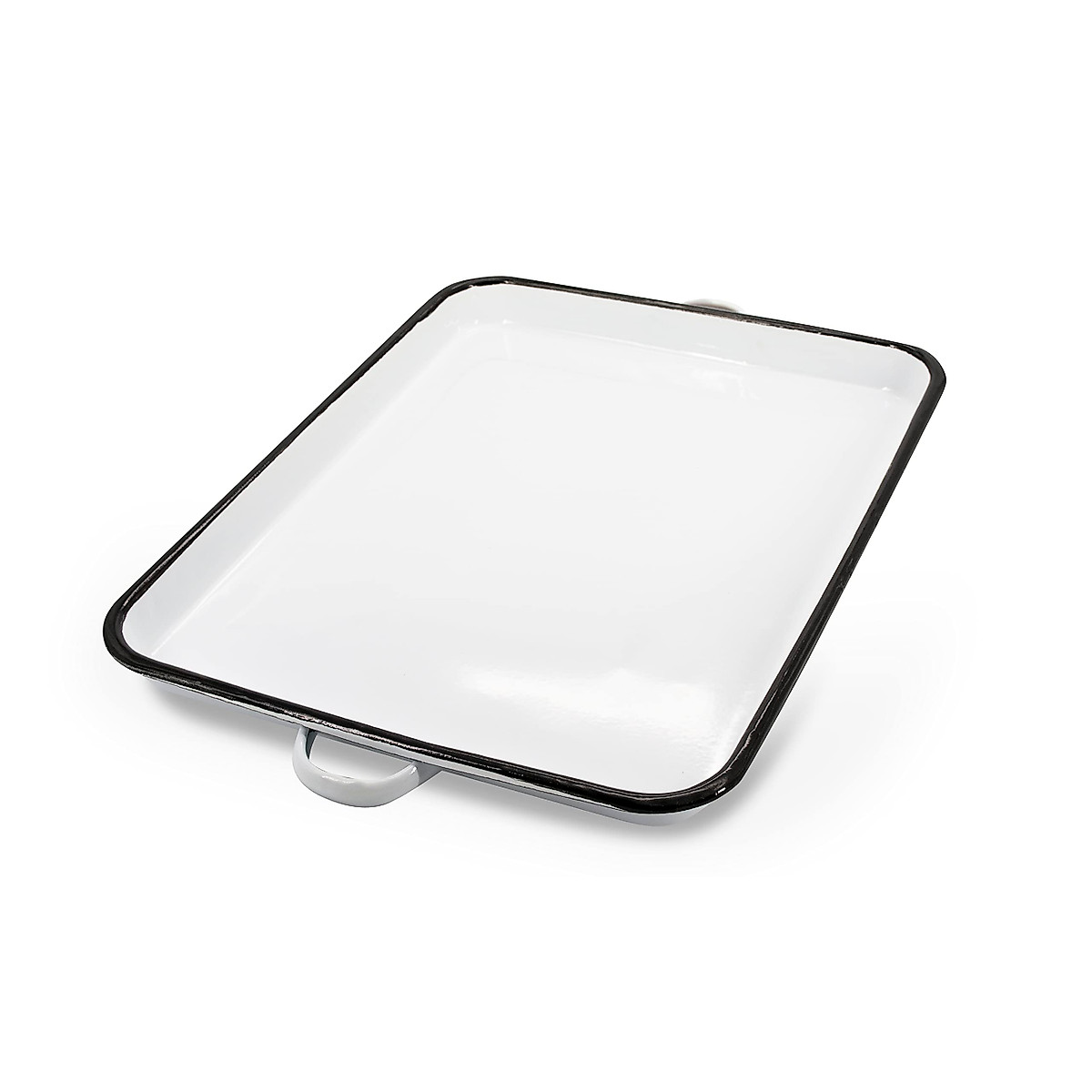 Eternal Living 17” White Enamel Serving Tray with Handles and Baking Cookie Sheet, White
