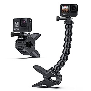 Sametop Jaws Flex Clamp Mount with Adjustable Gooseneck Compatible with GoPro Hero 11, 10, 9, 8, 7, 6, 5, 4, Session, 3+, 3, 2, 1, Max, Hero (2018), Fusion, DJI Osmo Action Cameras