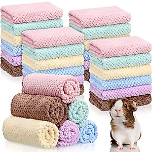 36 Pcs Guinea Pig Blankets Soft Fleece Cage Liners Guinea Pig Accessories Washable Bedding Sleeping Mats Absorbent Bath Towels for Small Animals Pets Rabbit Hamster Rat Dog Hedgehog, 11.8 x 11.8 Inch