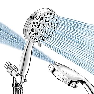 ZYlifemagic High Pressure 10-mode Shower Head With Handheld - Anti-clog Nozzles, Stainless Steel Hose, Cleaning Fuctions For Tubstiles Pets Wall And Overhead Brackets Cleaning -Premium Chrome