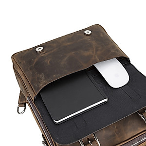 Bayelon Genuine Leather Backpack Vintage Laptop Bag for Women & Men, Travel Daypack, School Bag, Slim Business Bag (Dark Brown)