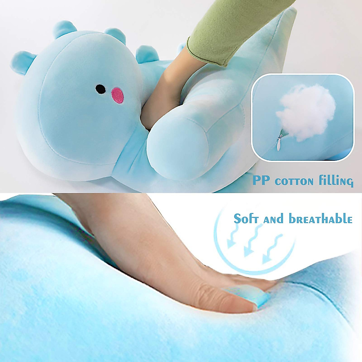 OSQI Stuffed Animal Plushie Toys Pack of 2, Cute Dinosaur Plushies Toy, 12inch Soft Plush for Girls Plush Doll Gifts for Kids Boys Babies Toddlers (Blue Pink)