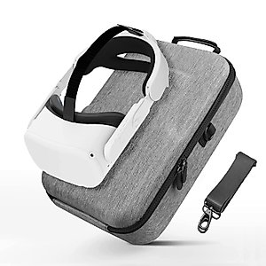 MASiKEN Carrying Case and Head Strap For VR Headset,Accessories Lens Spacer 3-IN-1 Travel Bundle, Inner Custom Padded Shockproof With Shoulder Strap Case (Gray)