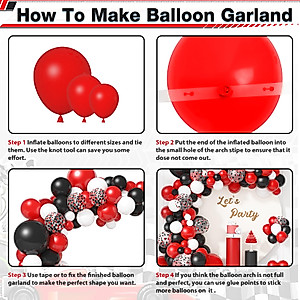 133Pcs Red and Black Balloons Garland Arch Kit for Red and Black Graduation Decorations 2024, Red Black White Balloon for New Year Birthday Las Vegas BBQ Casino Poker Racing Car Party Supplies
