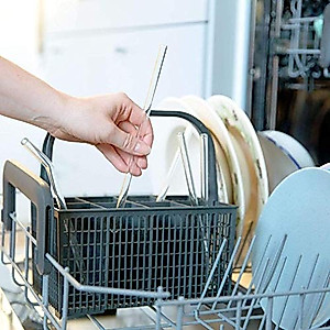 HALM Glass Straws - 6 Reusable 6 inch clear Drinking Straws short + Plastic-Free Cleaning Brush - Made in Germany - Dishwasher Safe - Eco-Friendly - Perfect for Tumbler