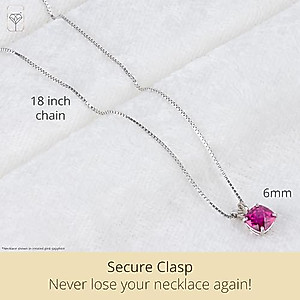 MAX + STONE 925 Sterling Silver 6mm Cushion Cut February Birthstone Amethyst Solitaire Pendant Necklace for Women with 18 inch Box Chain