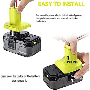 Power Adapter Wheel Compatible with Ryobi 18V Battery with 30A Fuse & Wire terminals, Power Connector for Rc Car, 12 Gauge Robotics, Rc Truck, DIY, Work