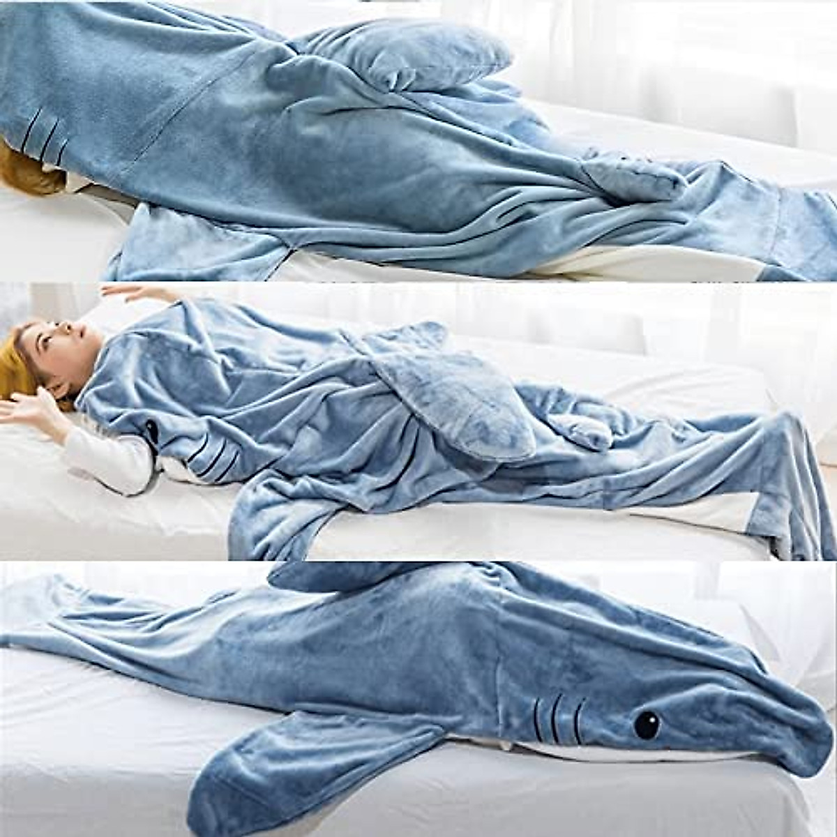 Mekomy Shark Blanket Adult, Shark Blanket Super Soft Cozy Flannel Hoodie, Shark Wearable Blanket, Shark Blanket Hoodie Sleeping Bag (67inx27.5in(L))