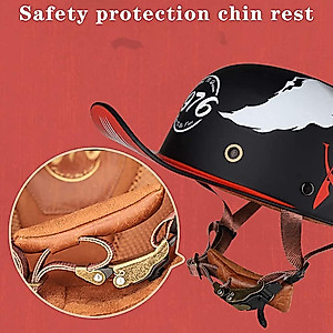 Vintage Baseball Cap Motorcycle Helmet, Men's Women's Summer Cute Scooter Light Moped Half Helmet with Sun Visor, DOT Approved German Retro Style Skull Cap, Light Breathable Sunscreen -A-XL