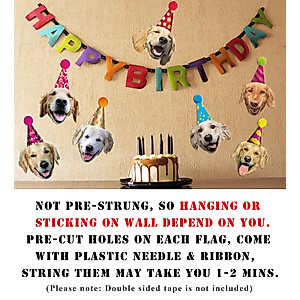 Golden Retriever Birthday Garland, Dog Face Portrait Birthday Banner, Bday Bunting Decoration…